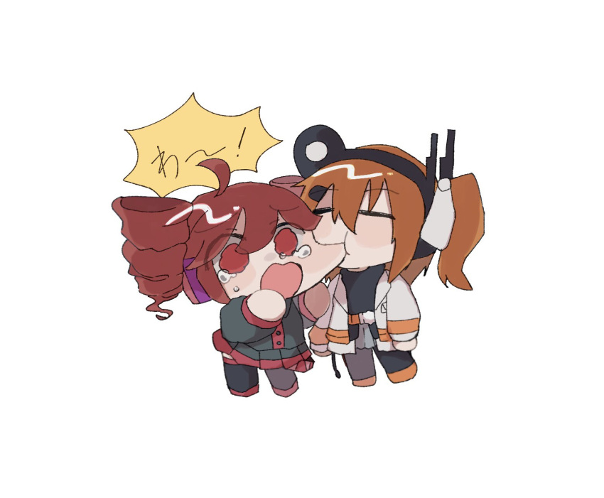 Safebooru - 2girls a.i. voice adachi rei agyo (ikayaki5252) ahoge biting black pantyhose black ...