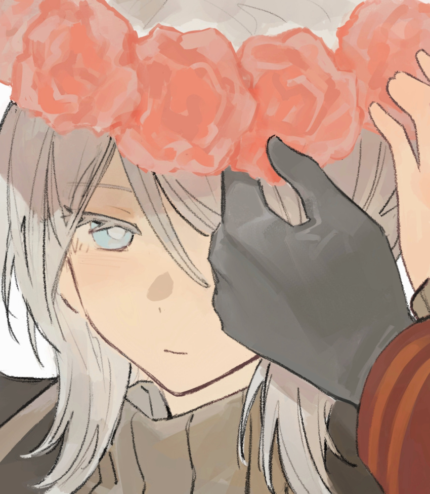 Safebooru - 1girl 1other black gloves brown sweater coat dante (limbus ...