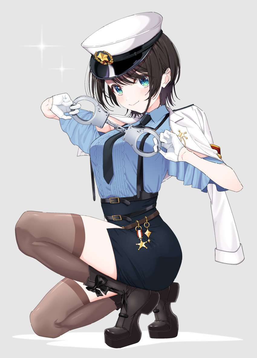 Safebooru - 1girl absurdres armband belt black belt black footwear black hair black necktie ...