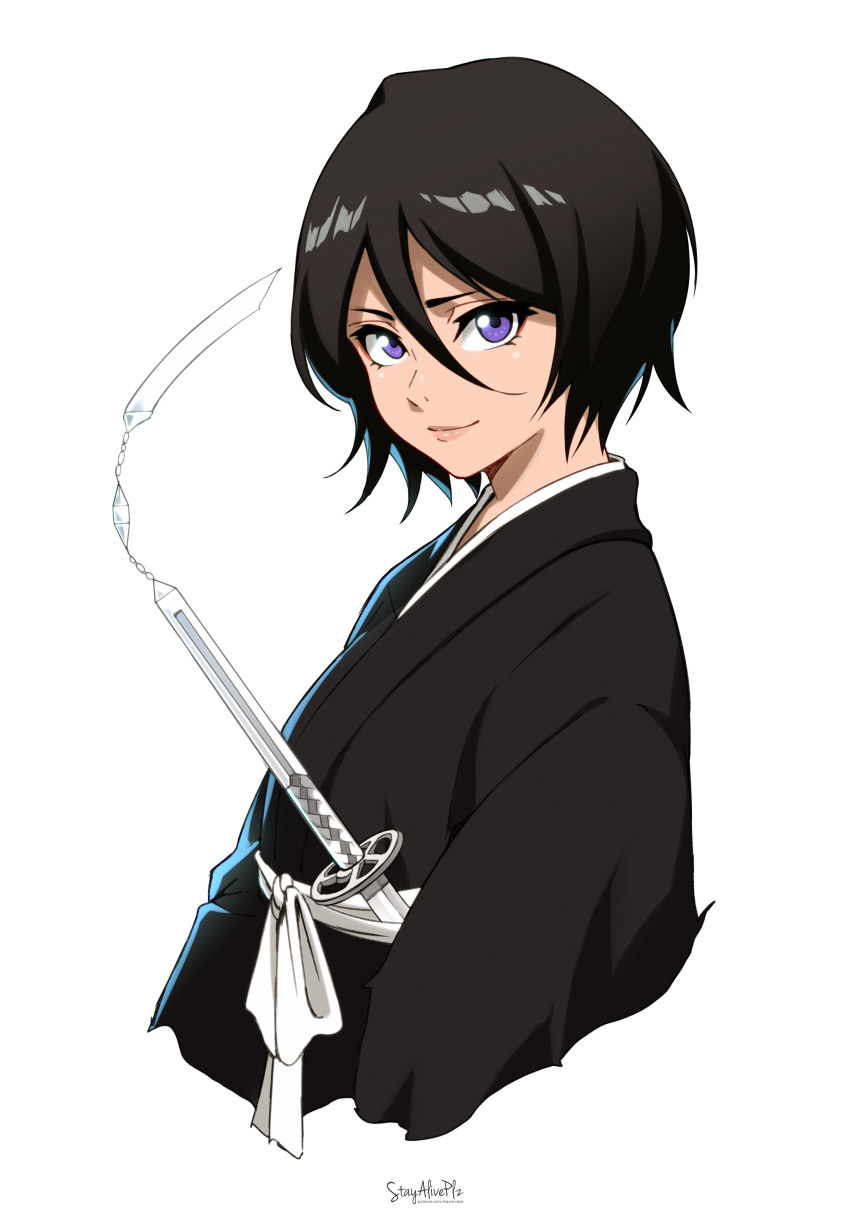 Safebooru - 1girl absurdres artist name belt black hair black robe bleach blue eyes closed mouth ...