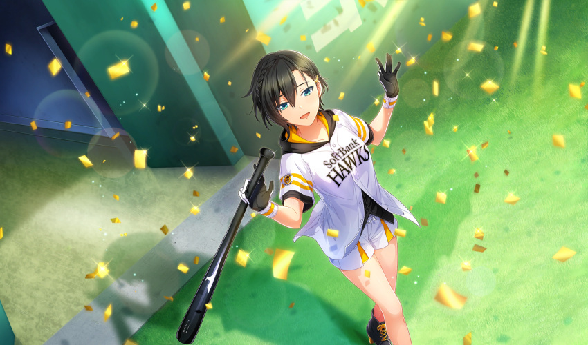 Safebooru - 1girl baseball bat baseball stadium baseball uniform black ...