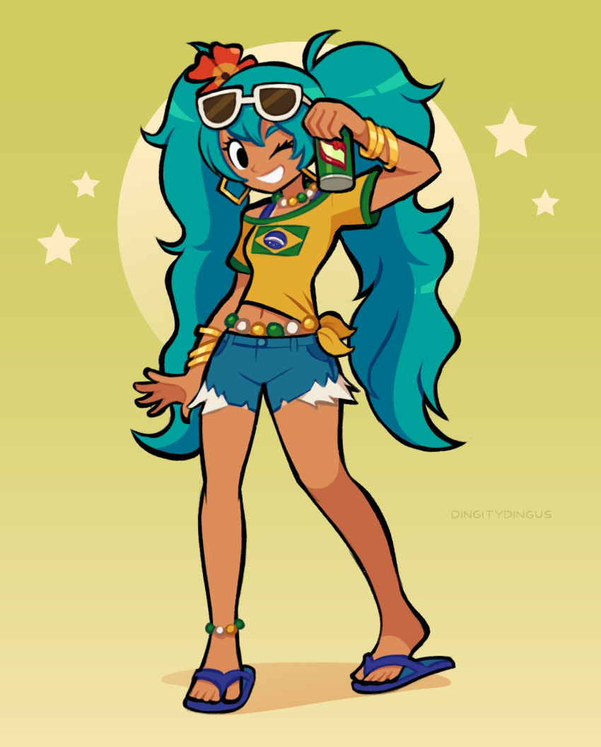 Safebooru - 1girl aqua eyes brazilian flag print brazilian miku ...