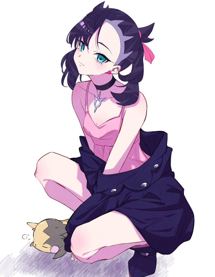 Safebooru - 1girl asymmetrical bangs black choker black footwear black hair black jacket boots ...