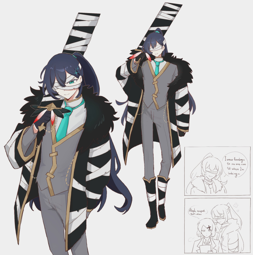 Safebooru - 1boy 1girl black footwear black hair blue eyes blue necktie ...