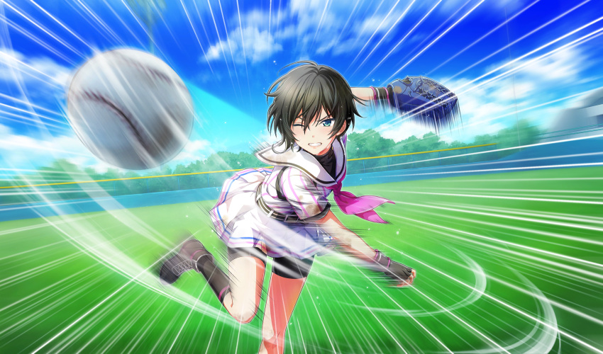 Safebooru - 1girl baseball baseball (object) baseball mitt baseball stadium baseball uniform ...