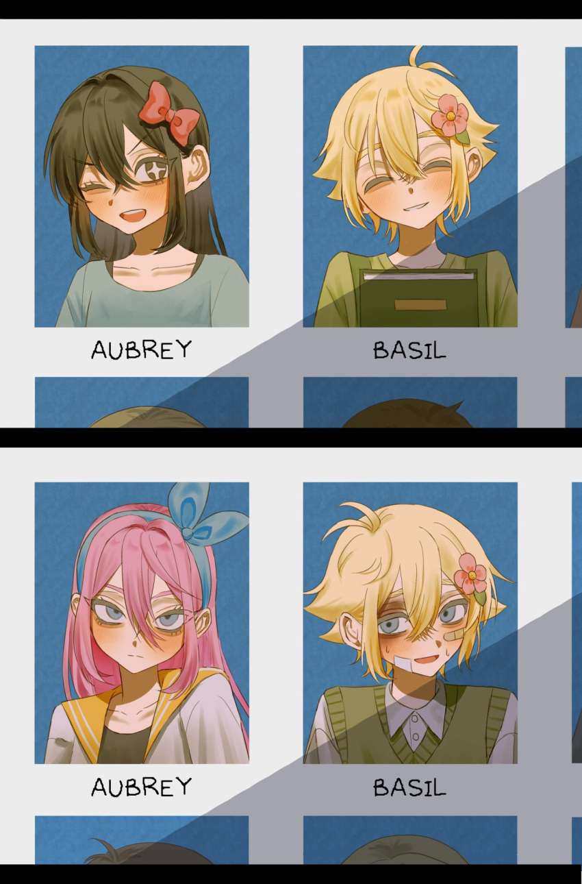 Safebooru - + + 1boy 1girl aged down aubrey (faraway) (omori) aubrey (omori) bandaid bandaid on ...