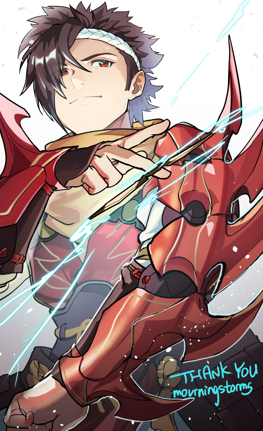 Safebooru - 1boy absurdres alternate costume armor brown hair closed ...