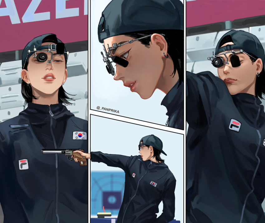 Safebooru - 1girl 2024 summer olympics artist name backwards hat black ...