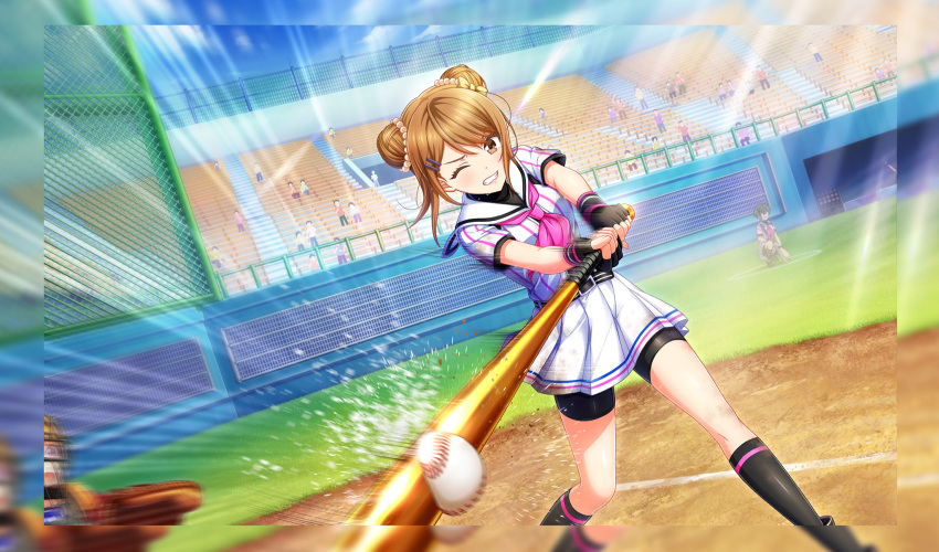 Safebooru - baseball baseball (object) baseball bat baseball mitt baseball stadium baseball ...