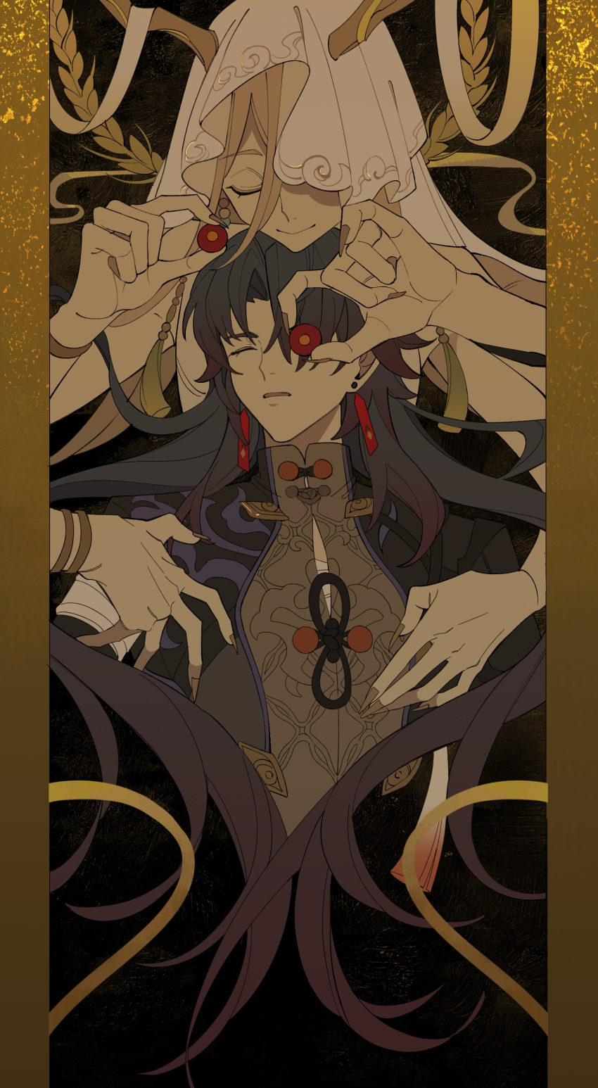 Safebooru - 1boy 1other absurdres antlers bandaged arm bandaged chest bandages bandages over ...