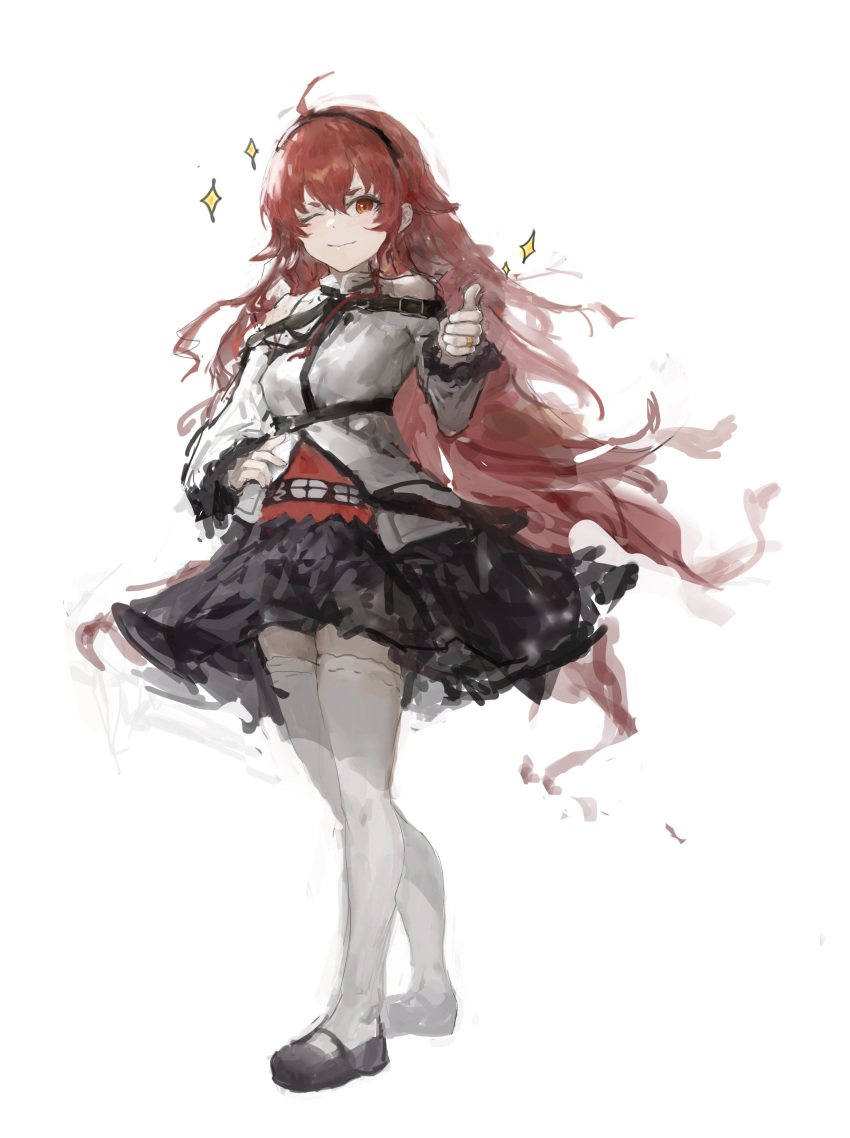 Safebooru - 1girl absurdres ahoge black hairband black skirt closed ...