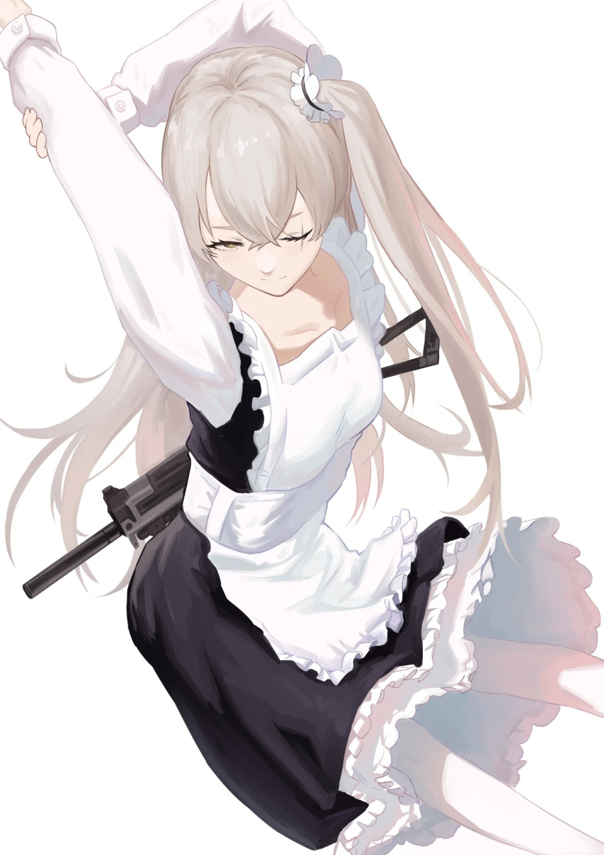 Safebooru - 1girl girls frontline h&k ump45 long hair maid scar scar ...