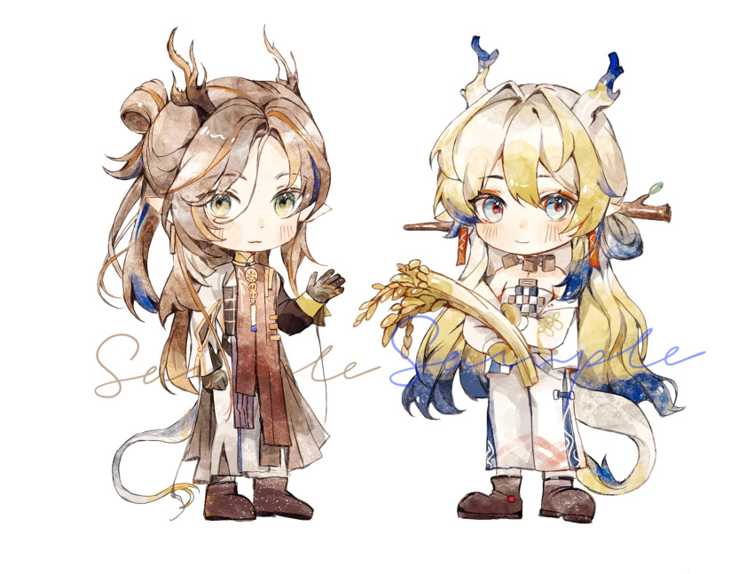 Safebooru - 1boy 1girl ankle boots arknights blonde hair blue hair ...