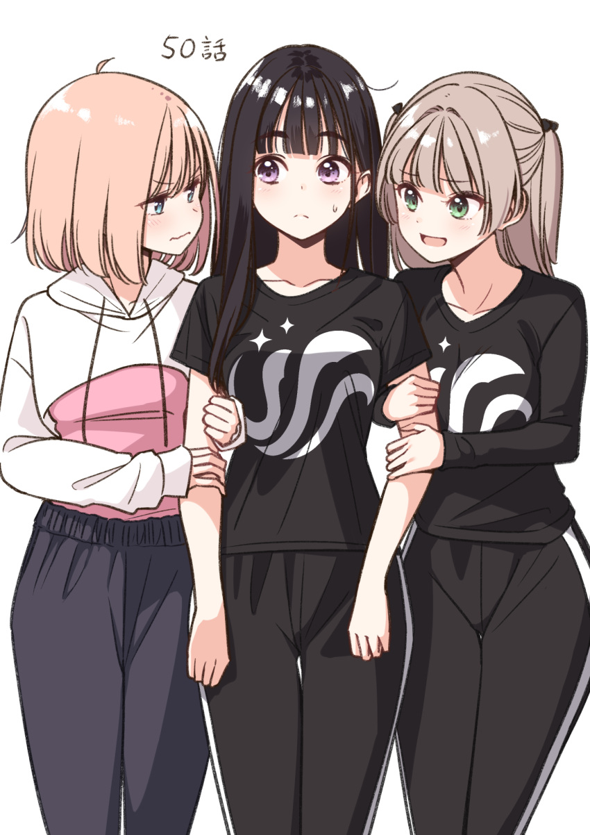 Safebooru - 3girls black hair black shirt blonde hair blue eyes brown hair green eyes highres ...