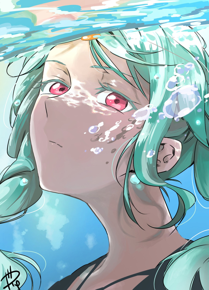 Safebooru - 1girl air bubble aqua hair braided twintails bubble bubble ...