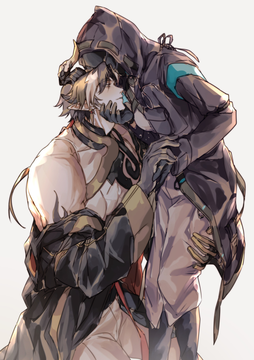 Safebooru - 1boy 1girl absurdres arknights black coat brown hair carrying carrying person chong ...