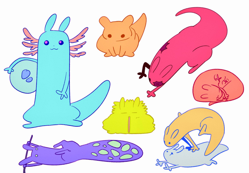 Safebooru - :3 artificer (rain world) axolotl ears blank eyes blue fur ...