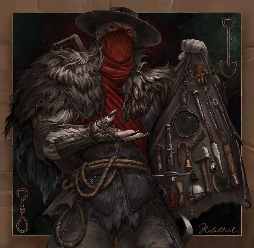 Safebooru - 1boy bandana bandana over mouth black nails commentary ...