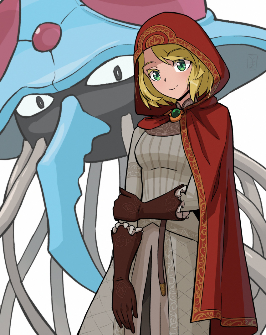 Safebooru - 1girl absurdres blonde hair brown gloves cloak closed mouth colored eyelashes ...