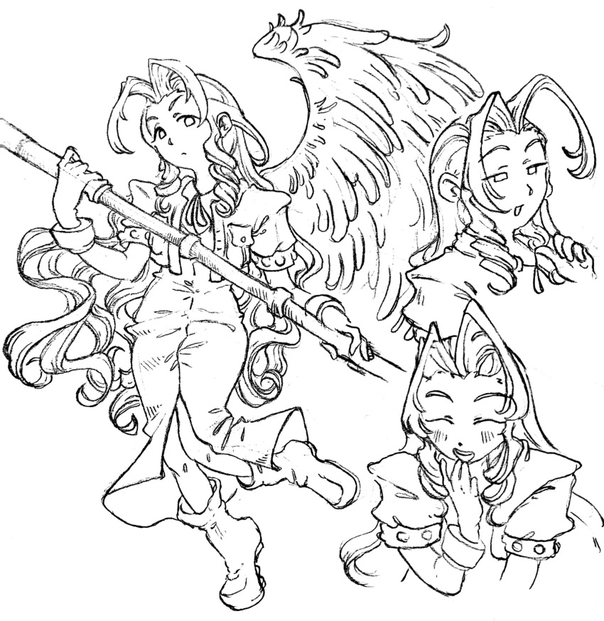 Safebooru - 1girl aerith gainsborough angel wings bangle blush boots ...