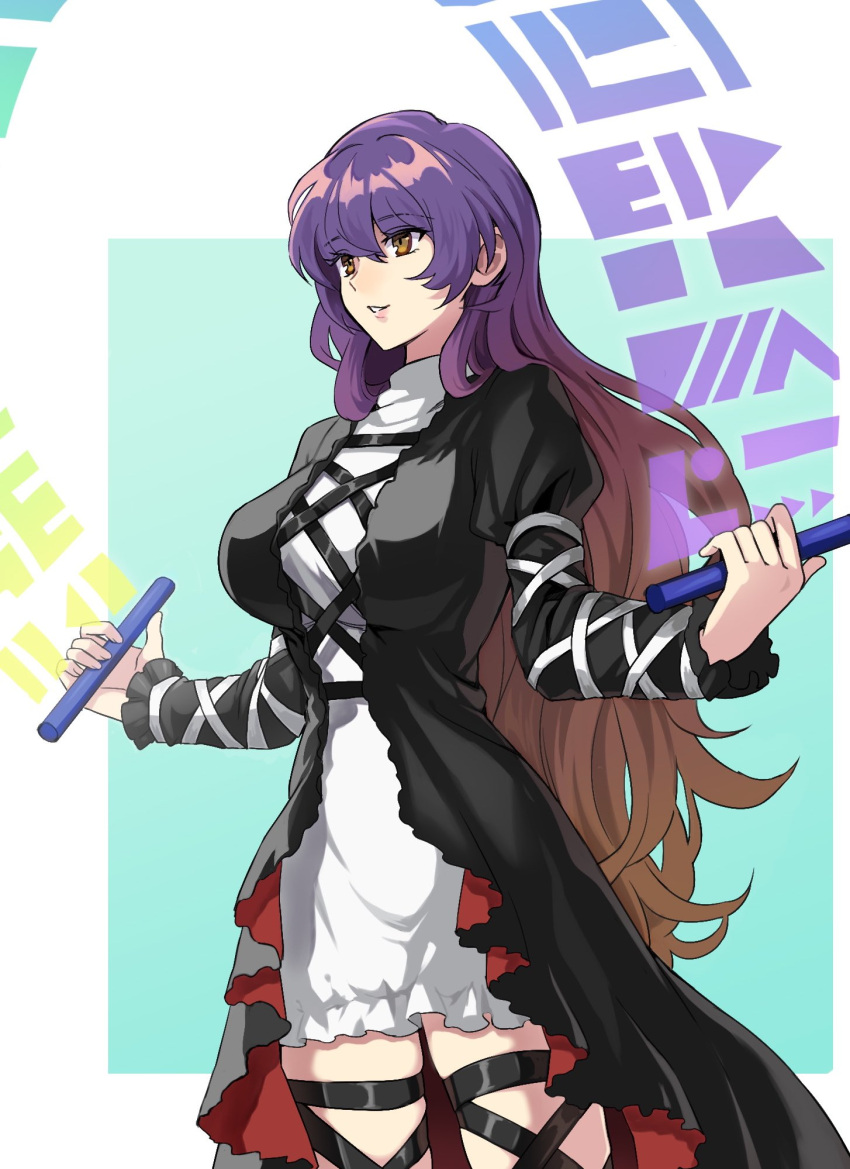 Safebooru - 1girl breasts brown eyes dress gradient hair highres hijiri ...