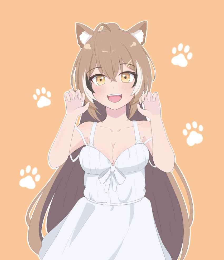 Safebooru - 1girl animal ears brown hair dress highres hololive hololive english nanashi mumei ...
