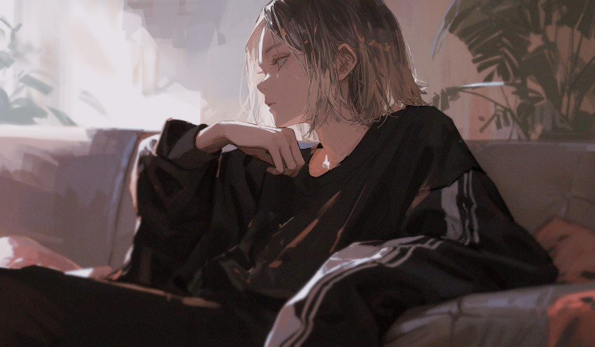 Safebooru 1girl 96yottea Absurdres Black Pants Black Shirt Brown Eyes 8735