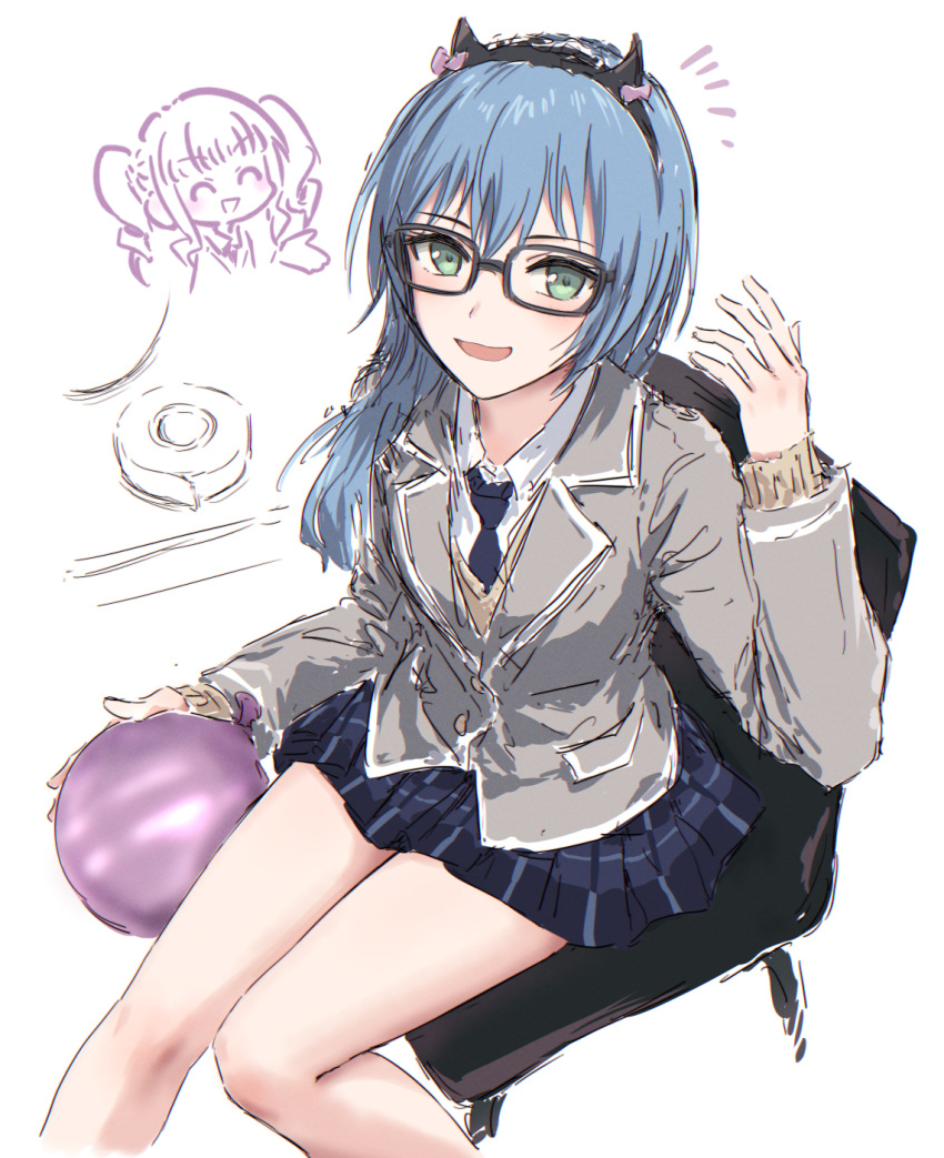 Safebooru - 2girls :d asahi rokka balloon bang dream! black-framed eyewear black hairband blazer ...