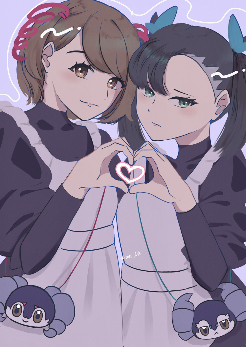 Safebooru - 2girls absurdres alternate costume apron aqua eyes asymmetrical bangs black dress ...