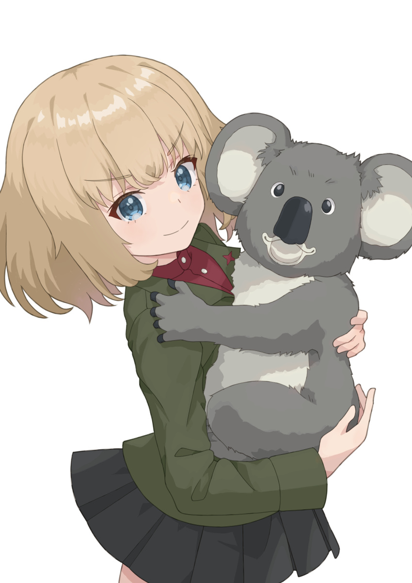 Safebooru - 1girl absurdres animal black skirt blonde hair blue eyes ...