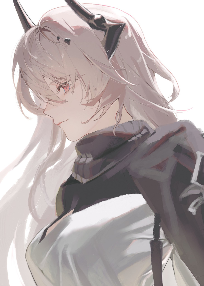 Safebooru - 1girl 44ou arknights black scarf breasts closed mouth demon girl demon horns dress ...