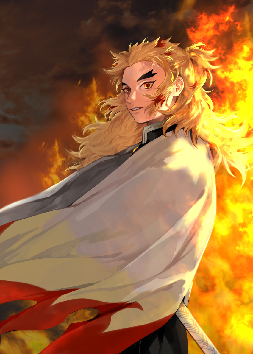 Safebooru - 1boy absurdres black jacket black pants blonde hair cape ...