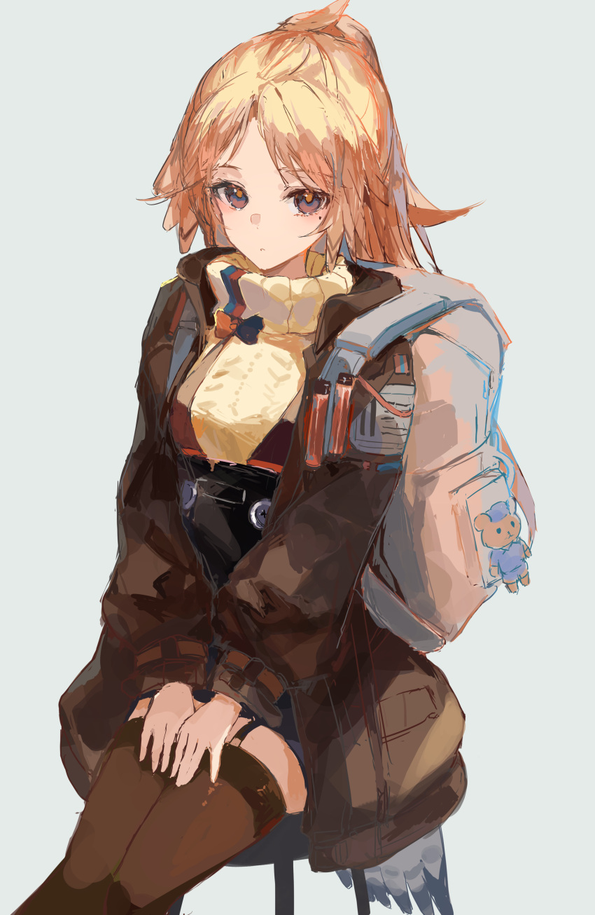 Safebooru - 1girl absurdres arknights backpack bag bag charm bangs bird tail black skirt brown ...