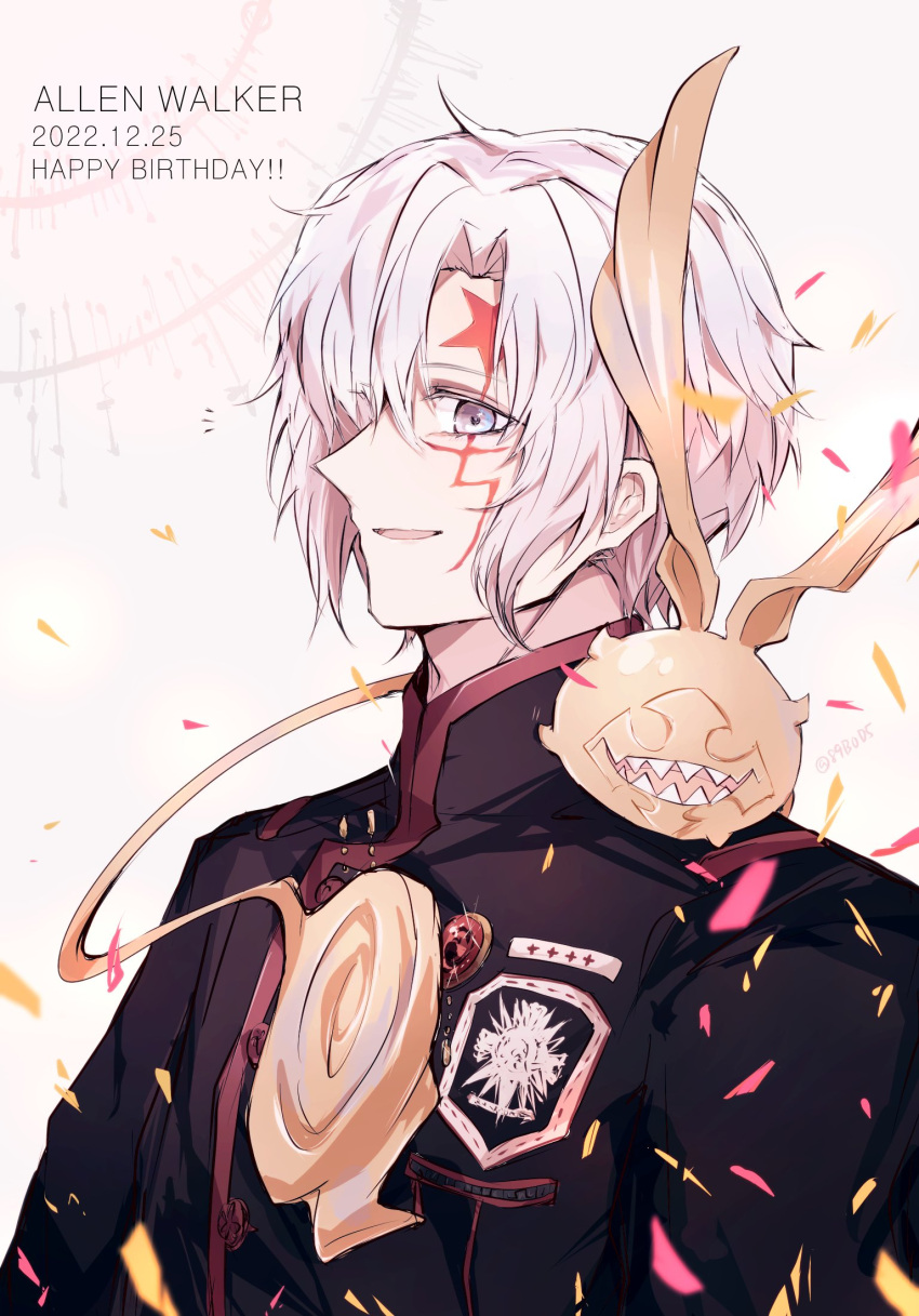 Safebooru - 1boy 1other allen walker badge black coat black order uniform blue eyes coat ...