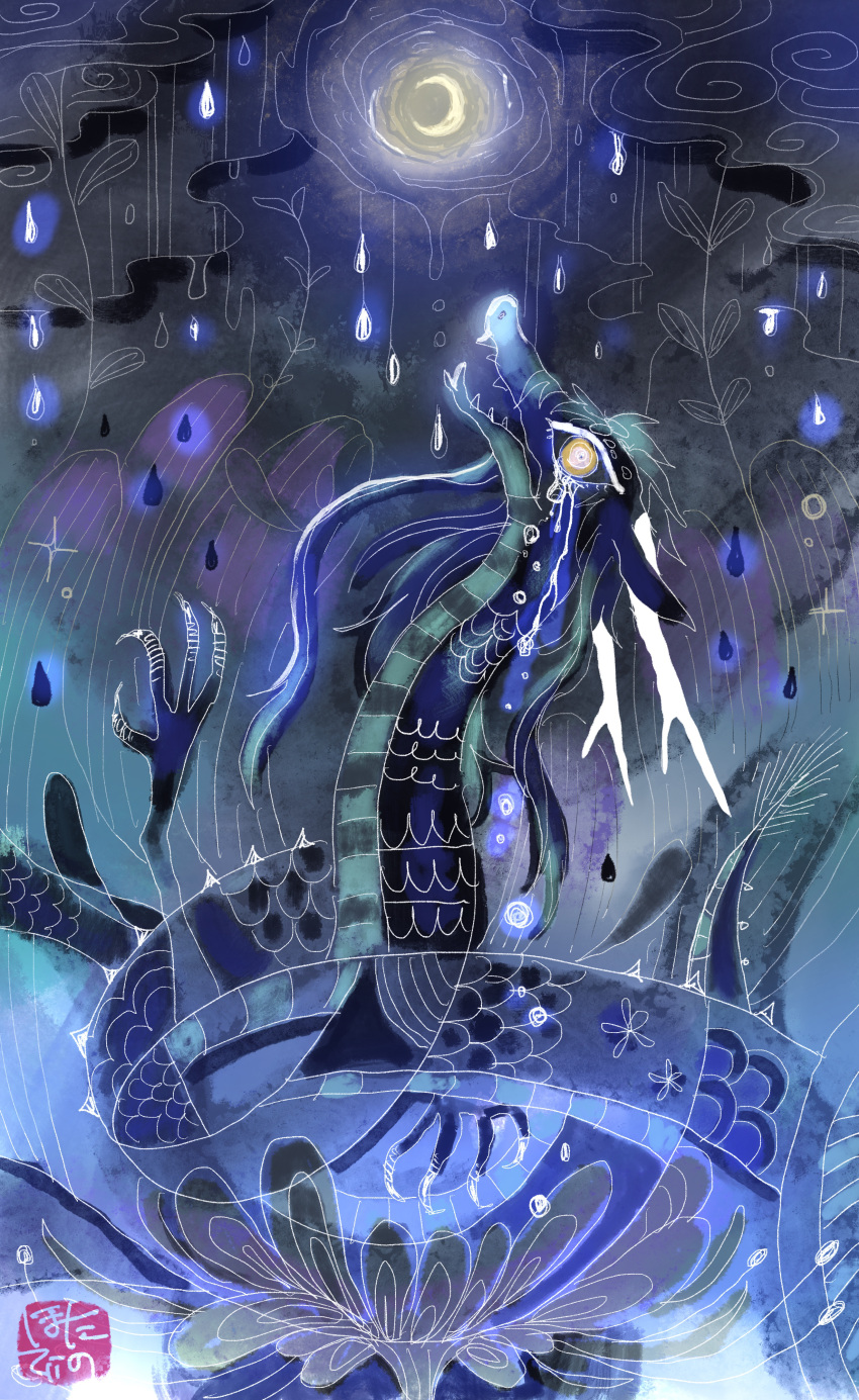 Safebooru - absurdres commentary request crescent moon crying dragon ...