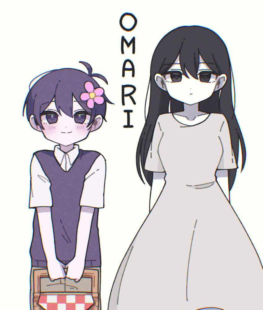 Safebooru - 1boy 1girl alternate costume alternate universe antenna hair basket black eyes black ...