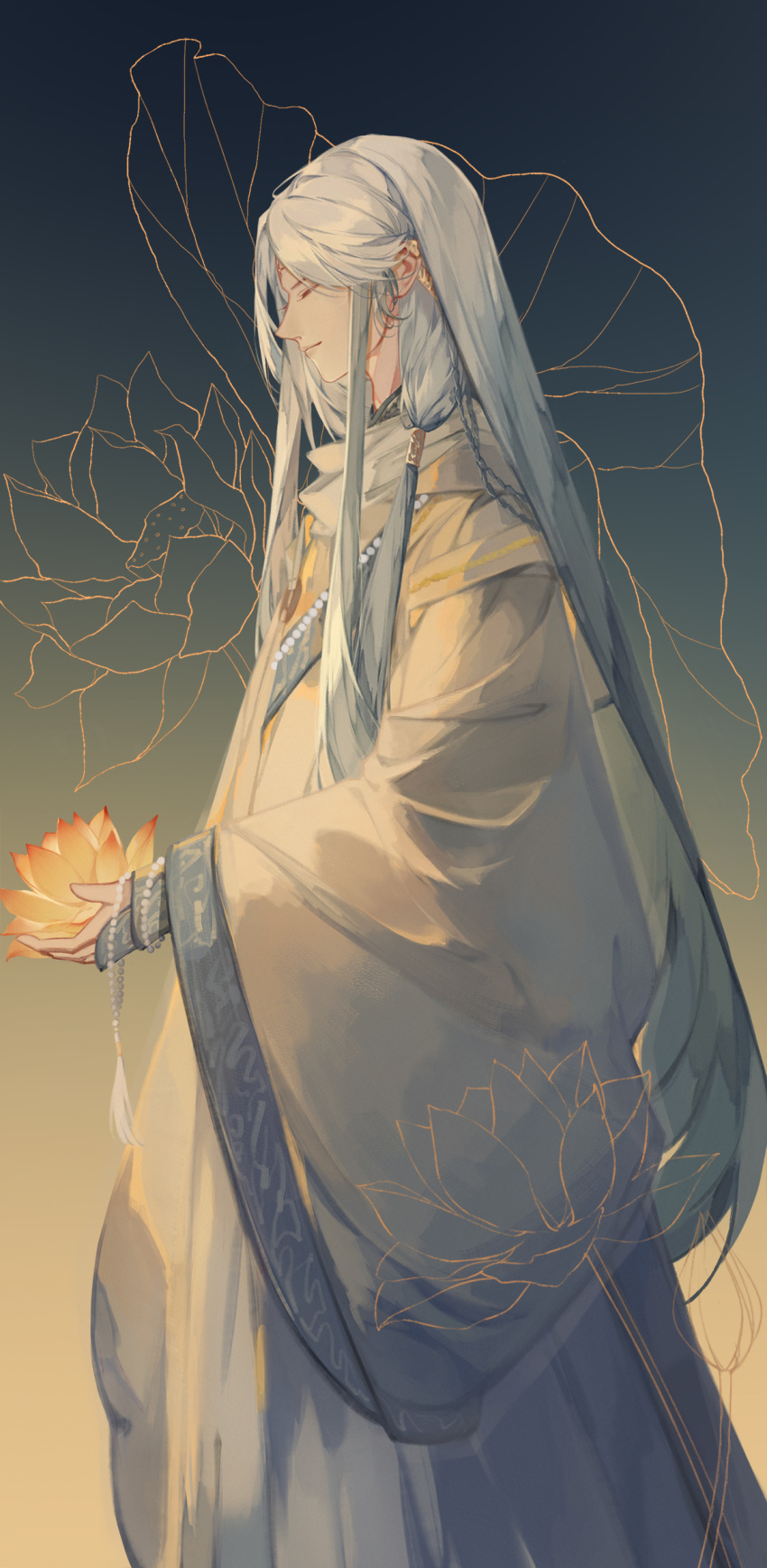 Safebooru - 1boy absurdres beads braid chinese clothes closed eyes ...