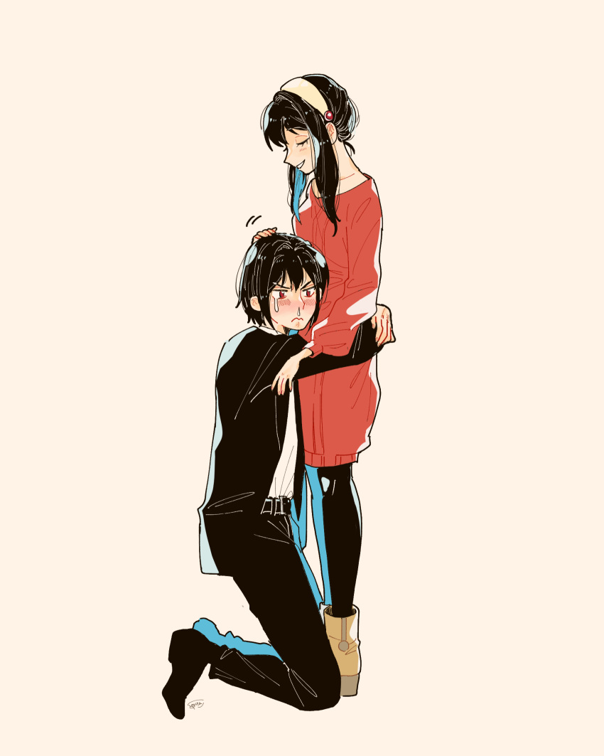 Safebooru - 1boy awarinko black hair black jacket black pants black pantyhose black shoes blush ...