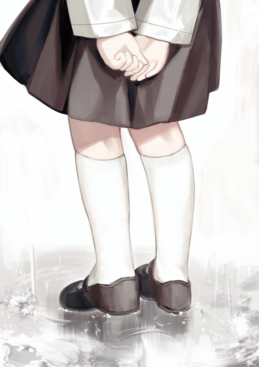 Safebooru - 1girl absurdres arms behind back brown shoes brown skirt commentary request highres ...
