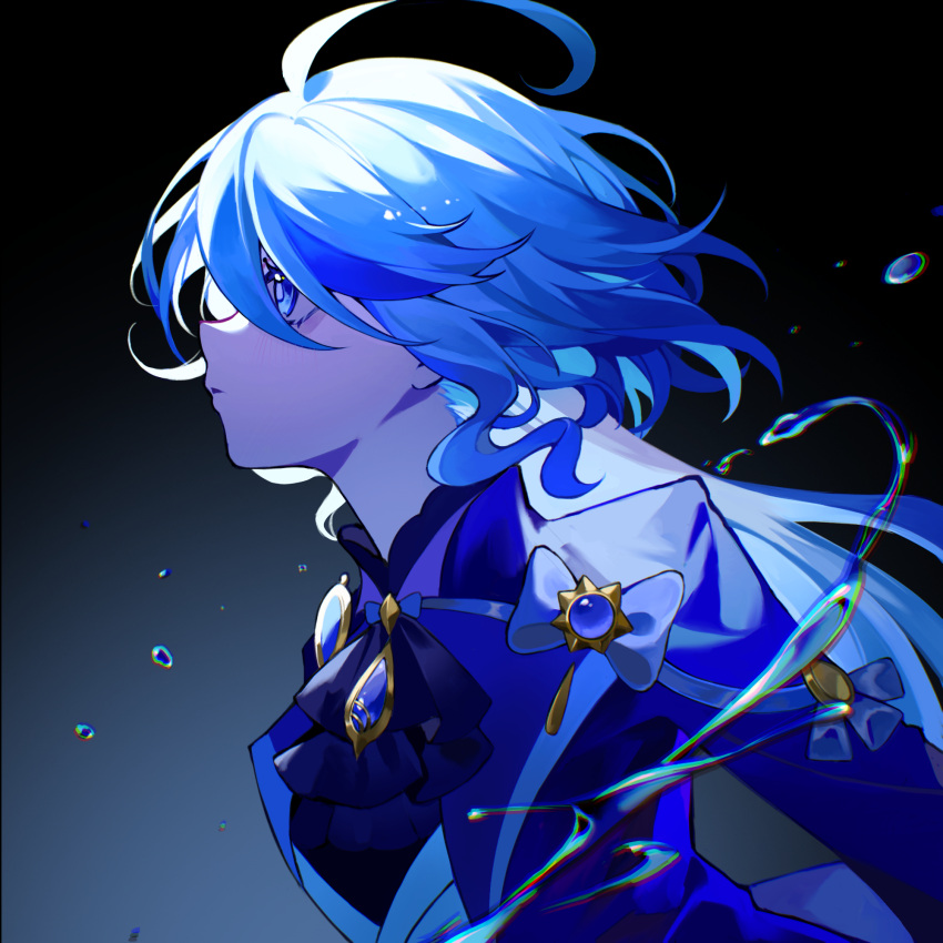 Safebooru - 1girl ascot black ascot blue ascot blue brooch blue eyes blue gemstone blue jacket ...