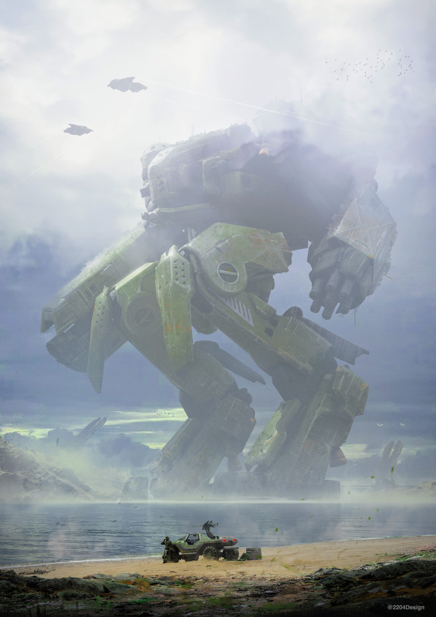 Safebooru - 2204design absurdres aircraft autocannon cannon clouds ...