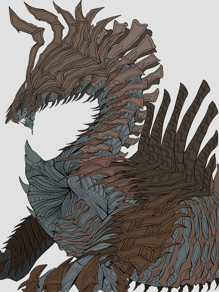 Safebooru - armor claws diaaarai dragon fang grey background highres ...