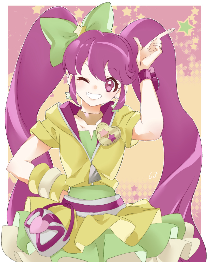 Safebooru - 1girl absurdres aino megumi border bow collarbone cure ...