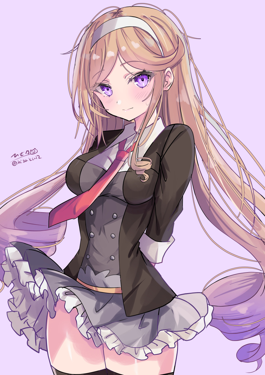 Safebooru - 1girl absurdres blazer breasts cowboy shot drill hair gradient hair grey skirt ...