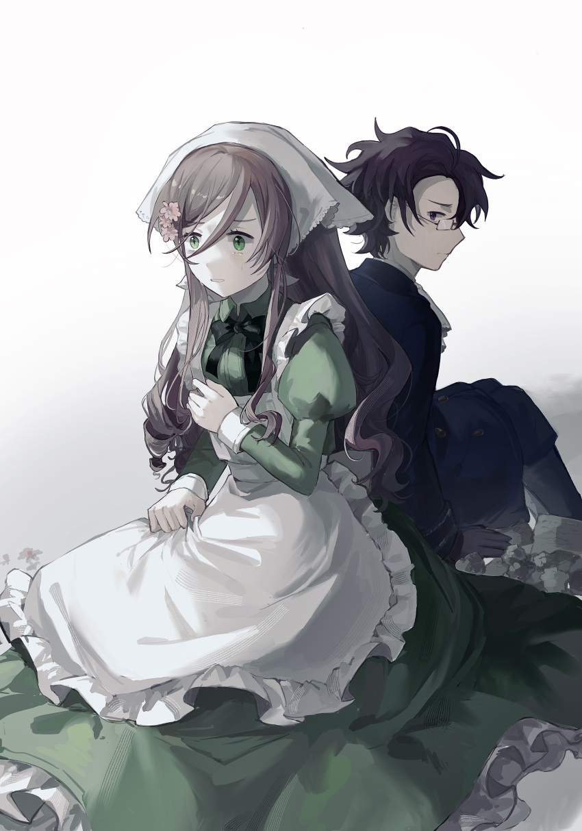 Safebooru - 1boy 1girl absurdres apron austria (hetalia) axis powers hetalia back-to-back black ...