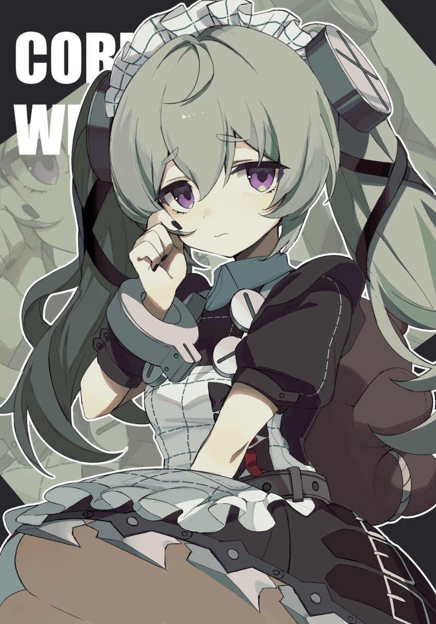 Safebooru - 1girl animal bag apron bear bag belt black belt black dress black nails breasts ...