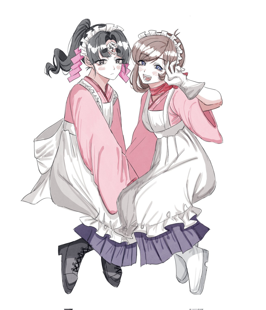 Safebooru - 2girls ace attorney apron black hair black shoes blue eyes ...