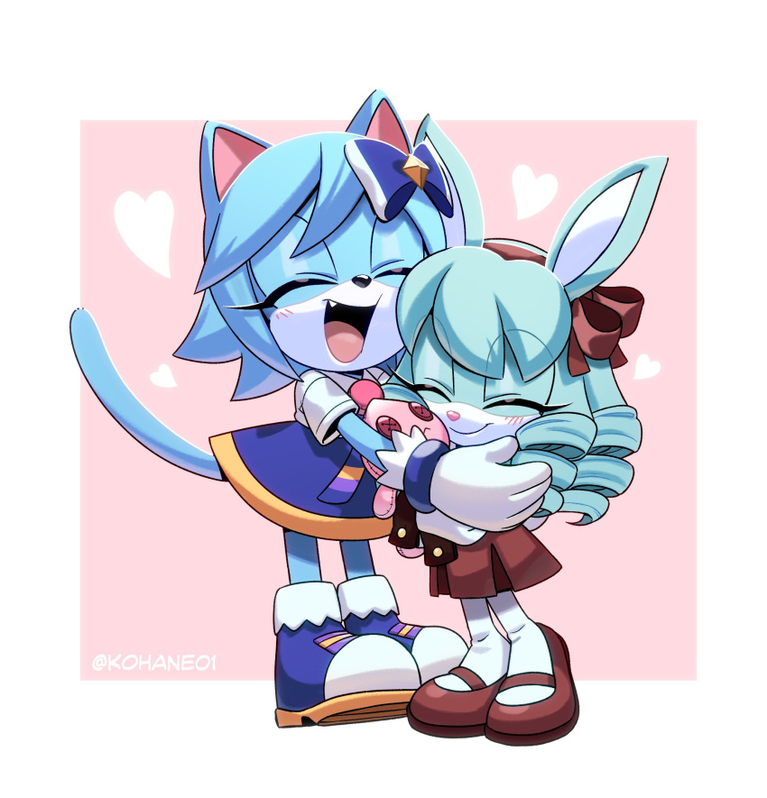 Safebooru - 2girls animal ears anya the rabbit artist name blue boots ...