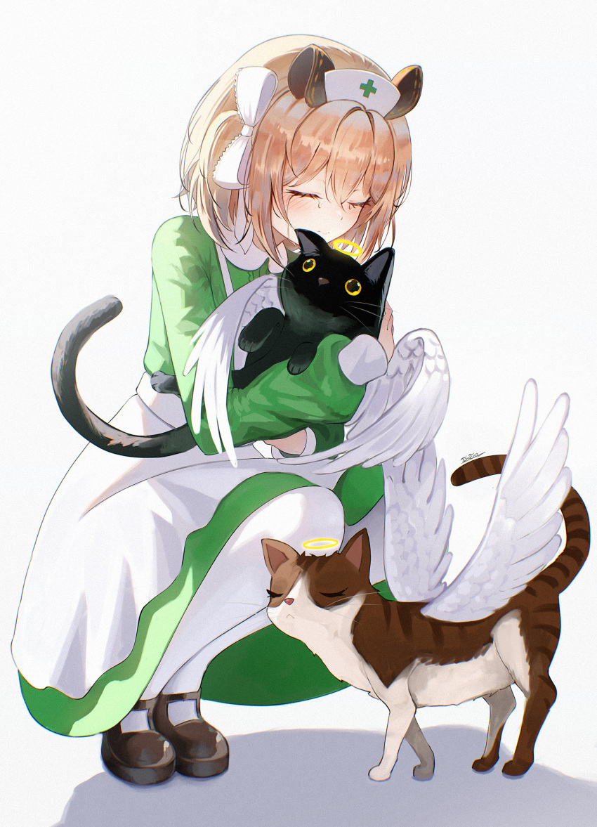 Safebooru - 1girl absurdres angel wings animal ears apron black shoes ...