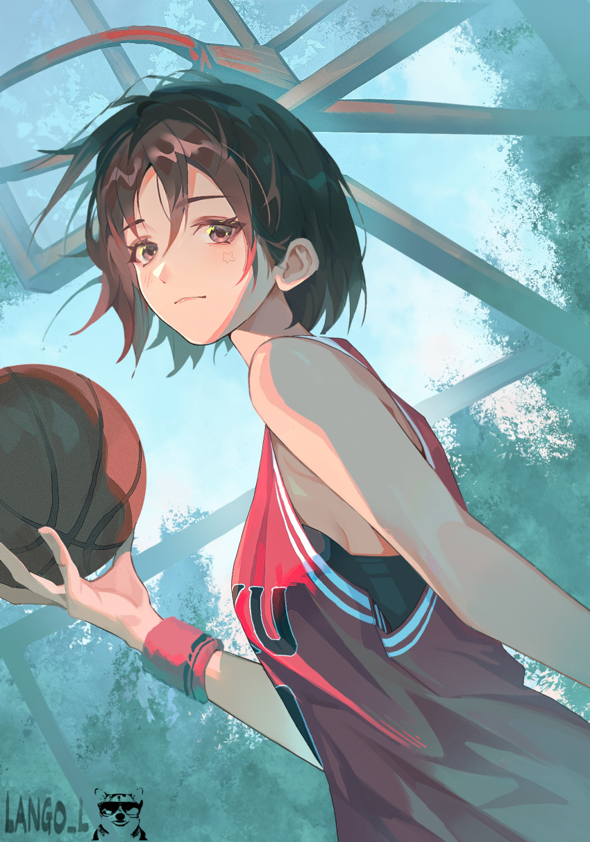 Safebooru - 1girl akagi haruko ball bare shoulders basketball basketball (object) basketball ...